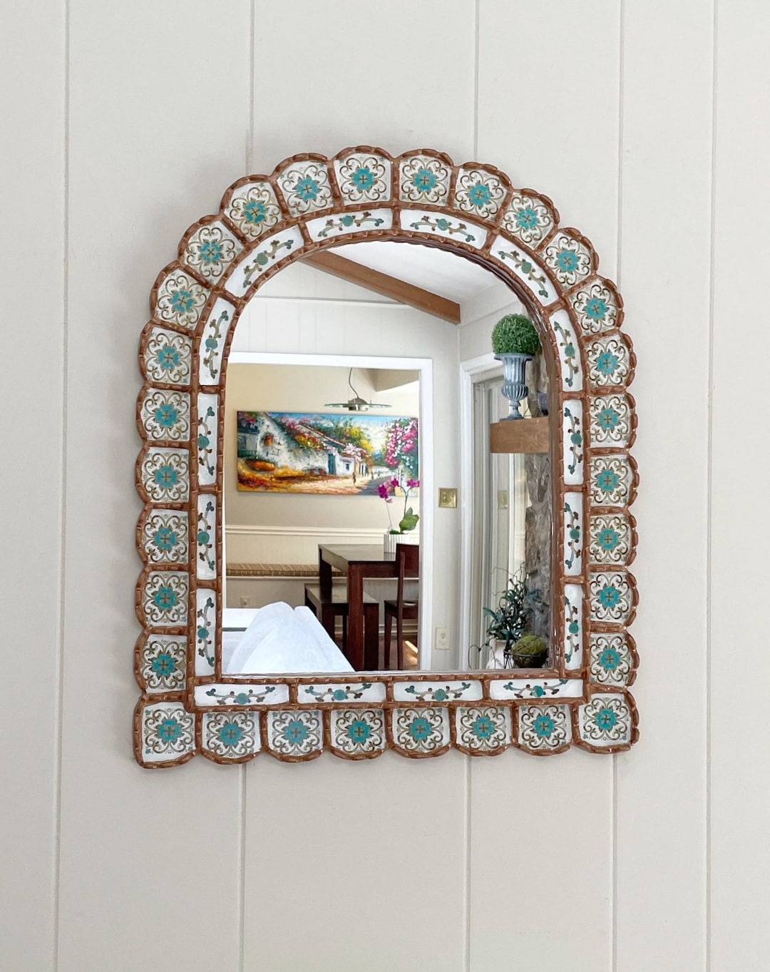Mediterranean Tiles Arch Mirror, Bohemian Mirror, Spanish Peruvian ...