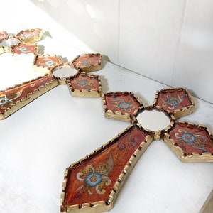 Handmade Peruvian Cross, Spanish Cross, Painted Glass Cross, Tole ...