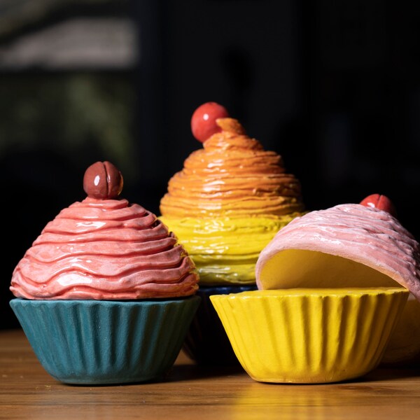Ceramic Cupcake Jar - Etsy