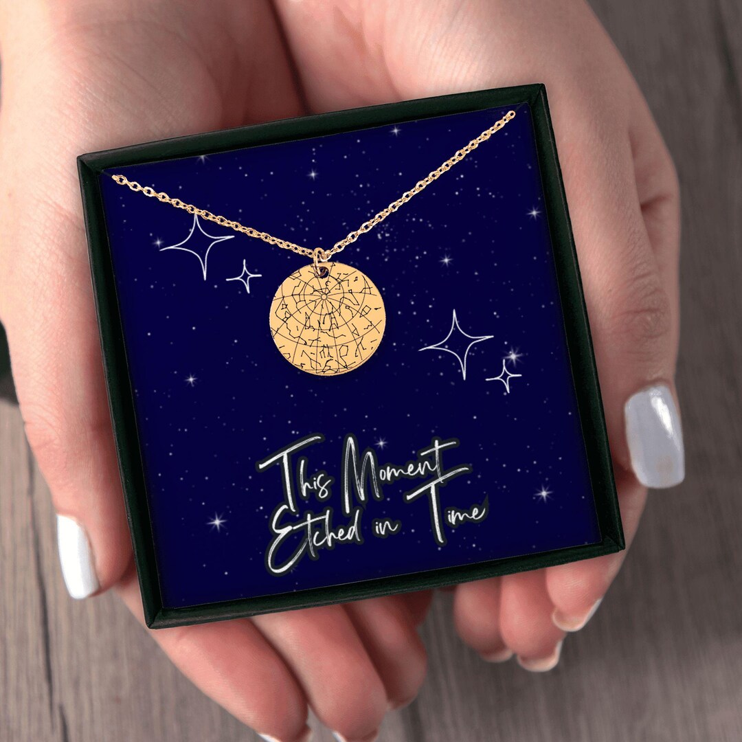 NECKLACE - Custom Star Map Necklace - Personalised Coin Necklace ...