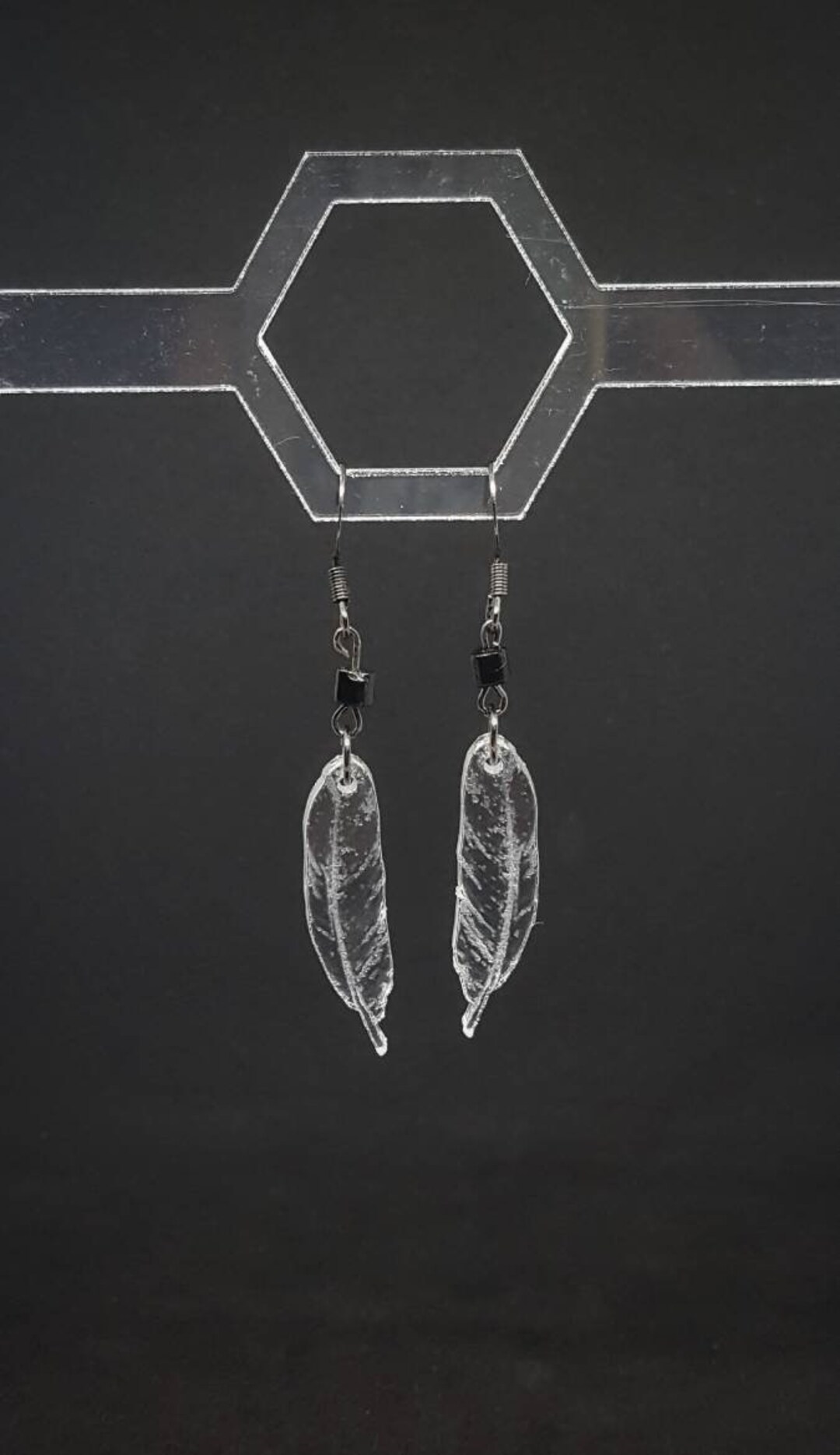 Laser Cut Clear Acrylic Feather Square Black Glass Bead Gun - Etsy