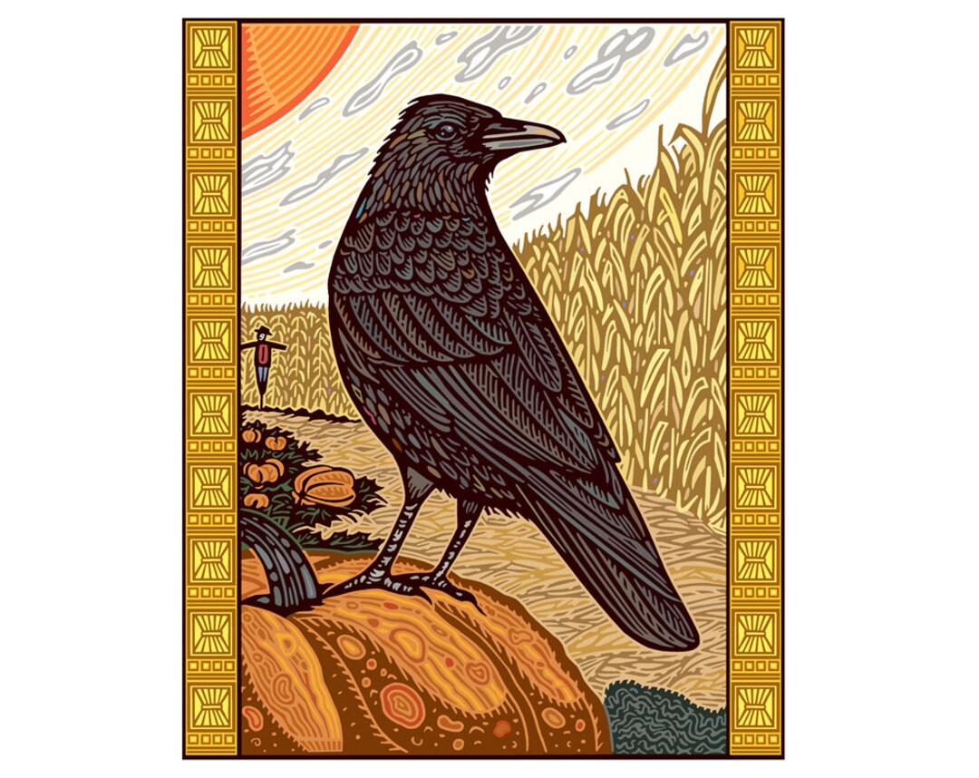 Crow Foldover Card- Great Halloween Card! - Etsy