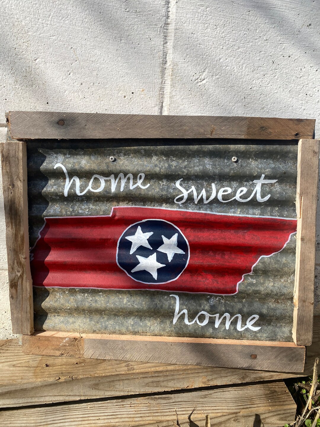 Home Sweet Home Red Tennessee Farmhouse Hand Painted Tin Sign With ...