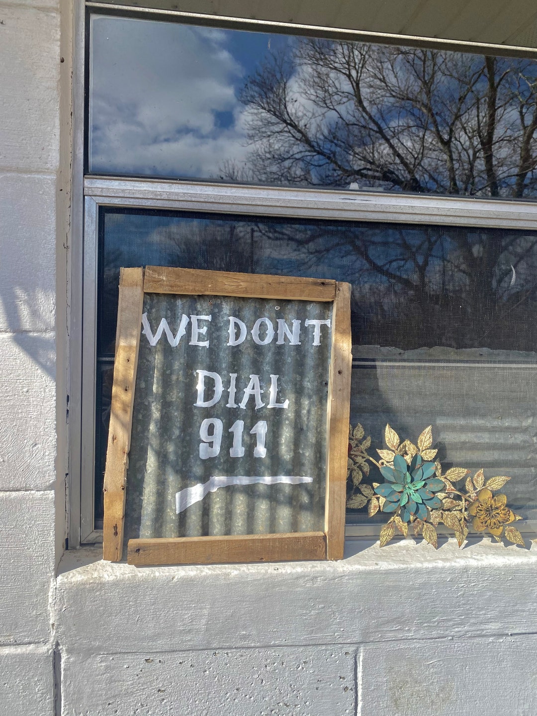 We Dont Dial 911 Gun Enthusiast Rustic Hand Painted Tin Sign - Etsy