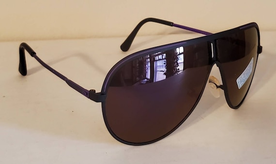 Vintage Aviator Sunglasses // Deep Purple Violet stri… - Gem