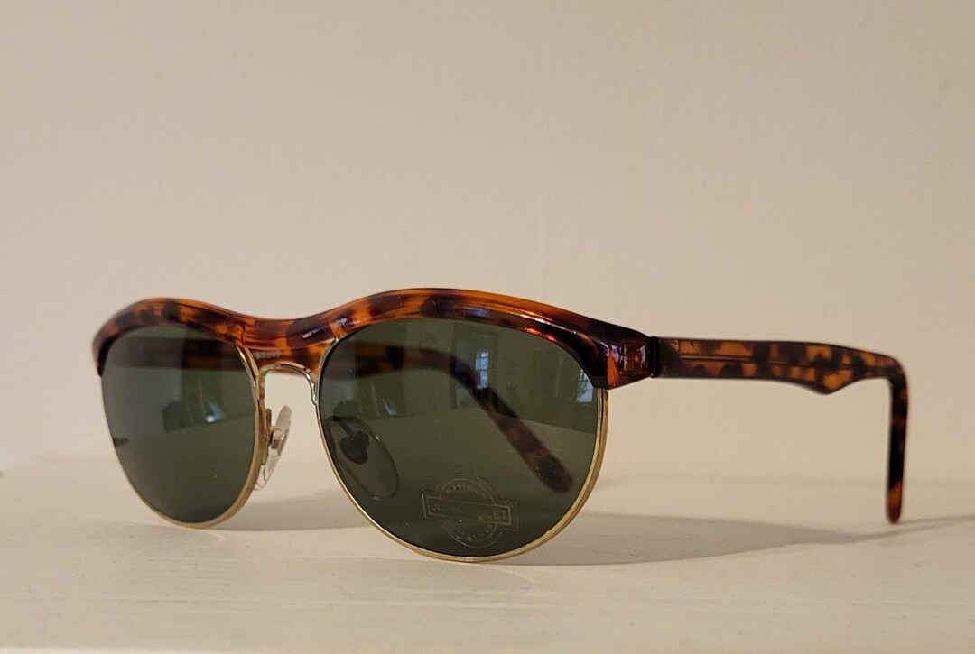 Vintage Oval Clubmaster Sunglasses // Gold Cat Eye Frames W Tortoise ...