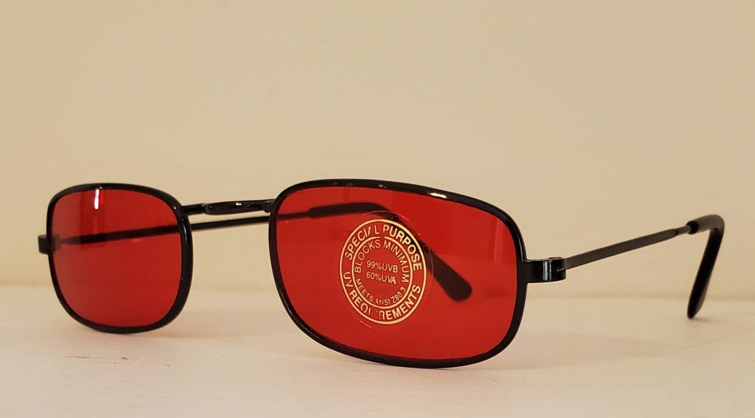 Vintage Sunglasses // Narrow Frames // Red Rose Lenses // Hippie Shades ...