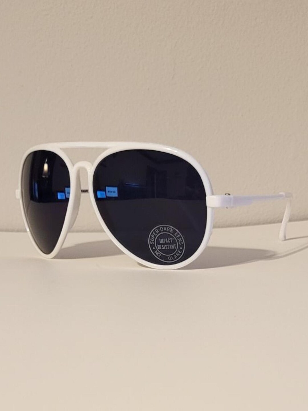 Vintage Aviator Sunglasses // White Plastic Basic Aviators // Super ...