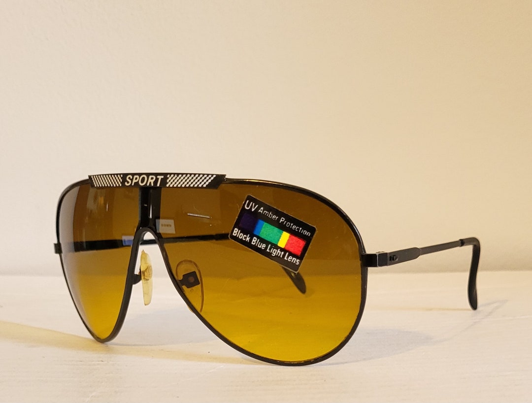 Vintage Aviator Sunglasses // Blue Blocker Lenses // Dead Stock Sports ...
