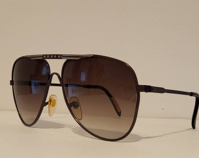 Vintage Double Bridge Aviator Sunglasses // Gradient Lens // Brown ...