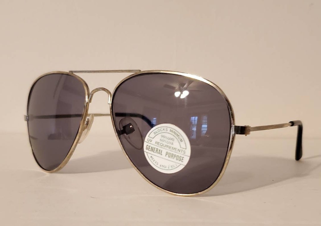 Vintage Double Bridge Aviators Sunglasses // Gold Frames With Light ...