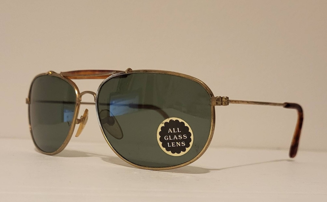 Vintage Double Bridge Sunglasses // Narrow Aviators // Square Rectangle ...