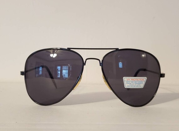 Vintage Double Bridge Aviators Sunglasses // Black me… - Gem