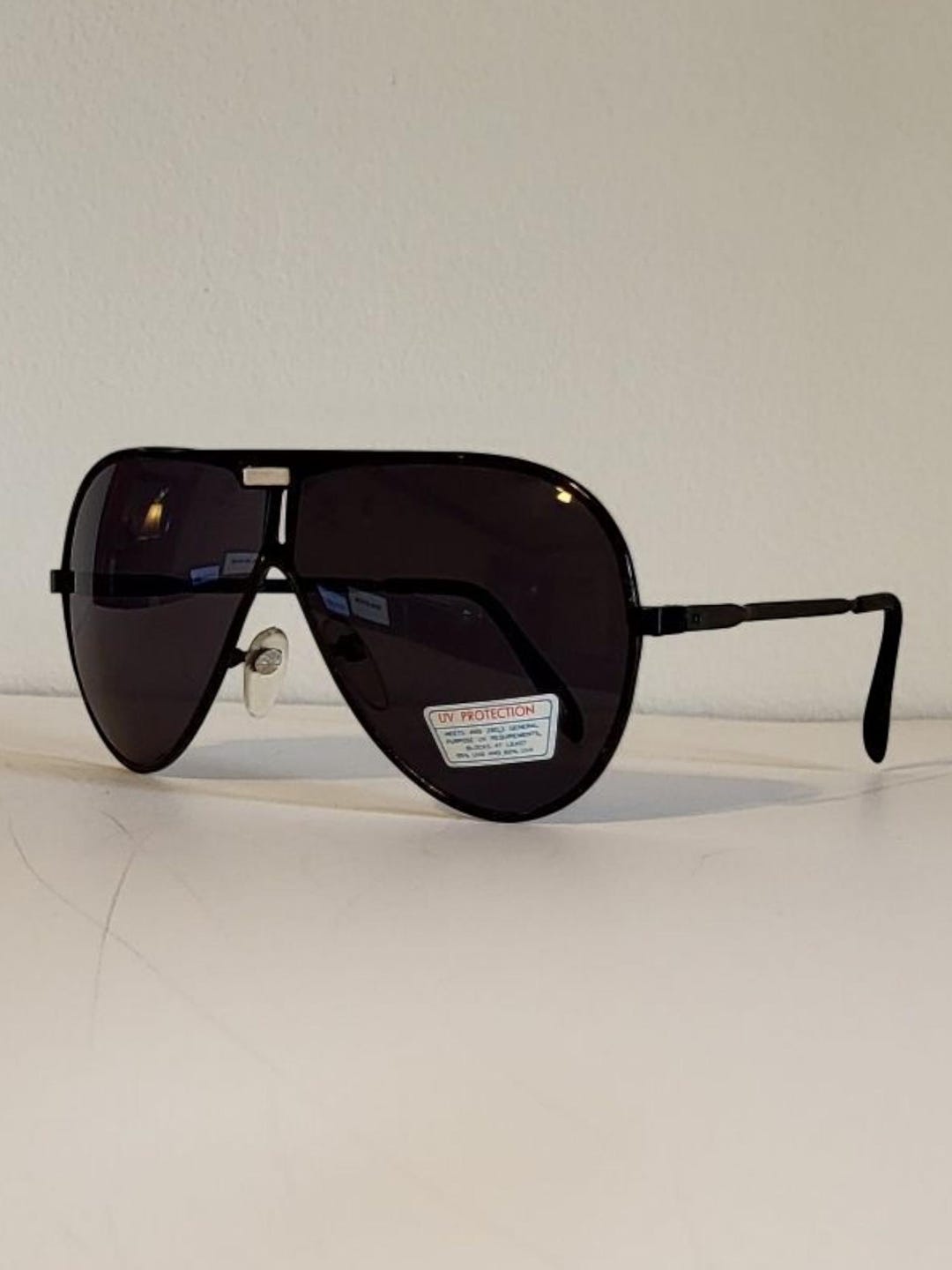 Vintage Aviator Sunglasses // True Vintage // Sleek Black Metal ...