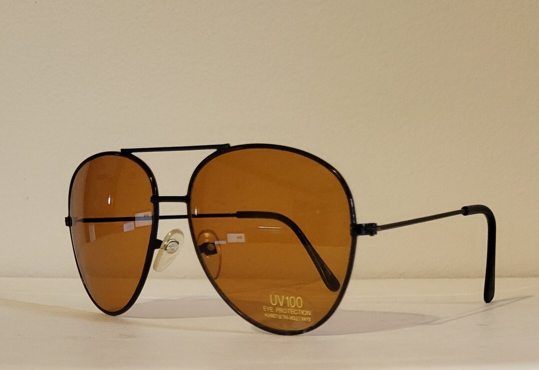 Vintage Aviator Sunglasses // Blue Blocker Lenses // Sleek Black Frames ...