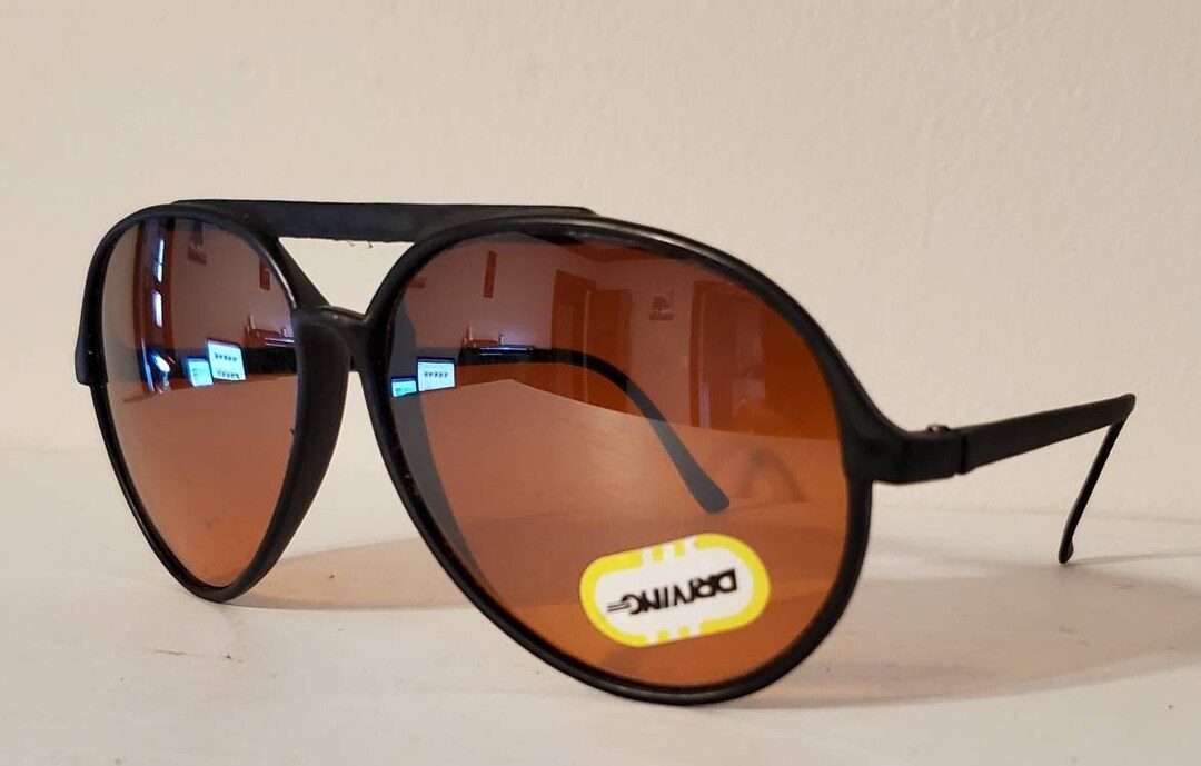 Vintage Aviator Sunglasses // Driving Blue Blockers // Sleek Black ...