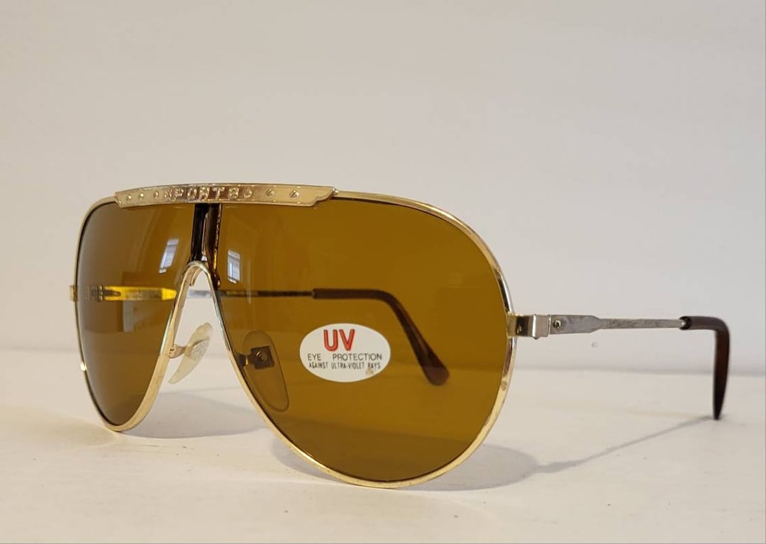Vintage Aviator Sunglasses // Gold Metal Frames With "sports" Brow ...