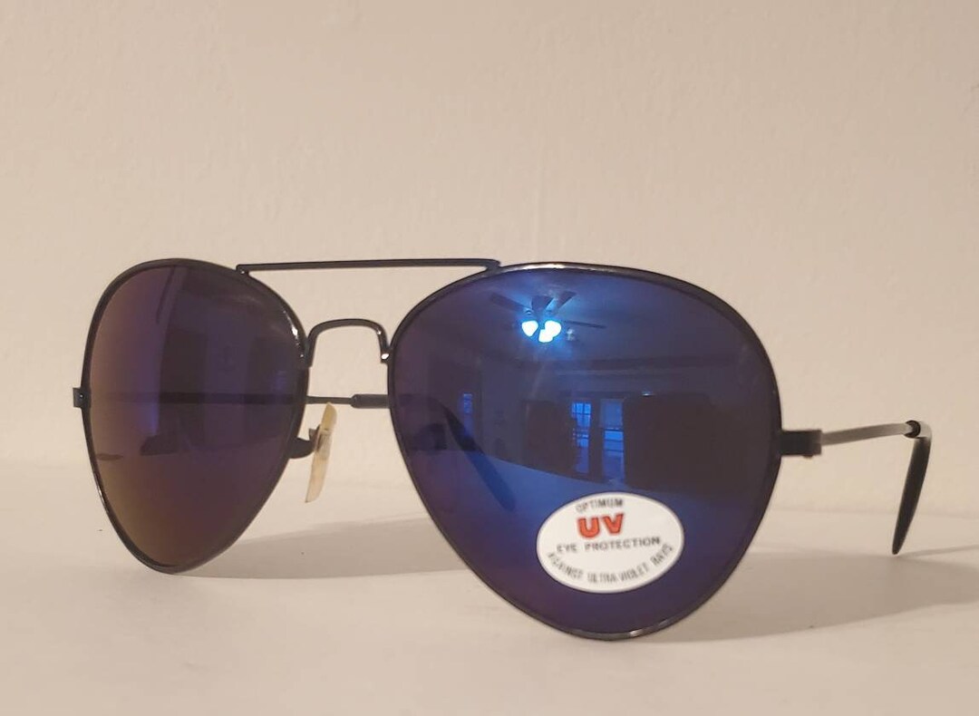 Vintage Double Bridge Aviators Sunglasses // Black Metal Frames // All ...