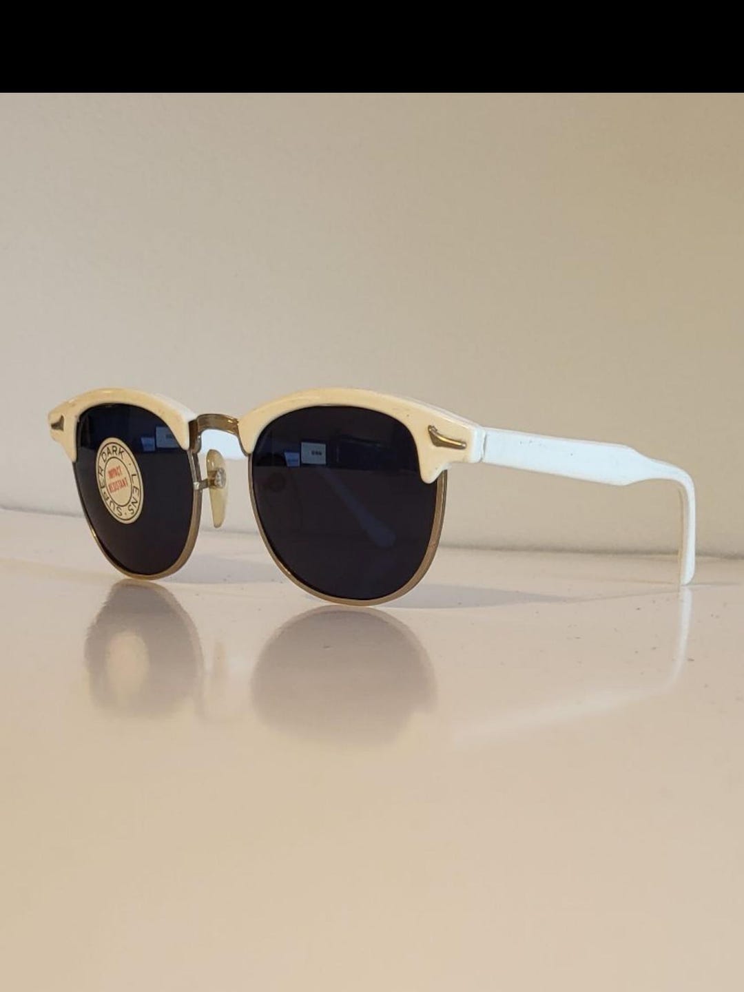 Vintage Clubmaster Sunglasses // Browline // Sleek White Frames ...