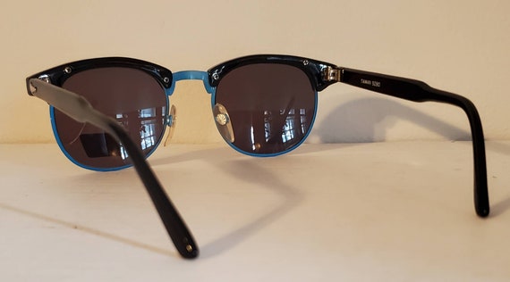 Vintage Clubmaster Sunglasses // Black Frames w/ Blue… - Gem