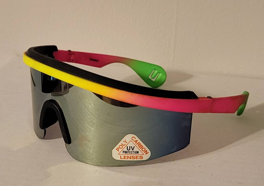 Vintage Sports Sunglasses // Blade Shades From 80s - 90s // Multicolor ...