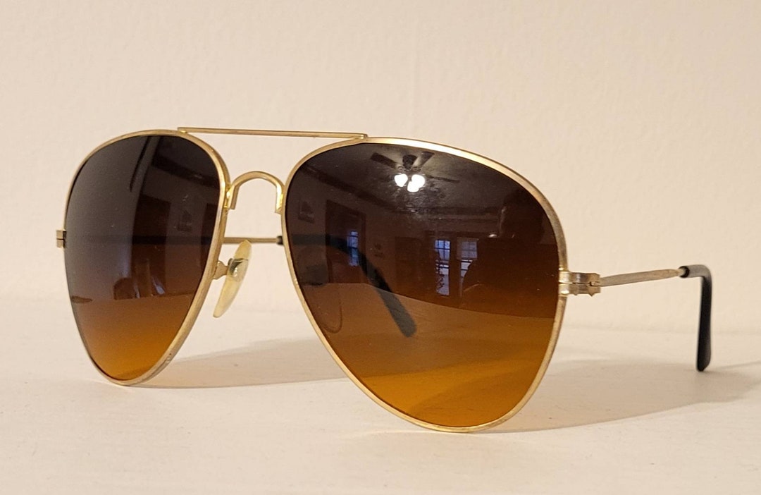 Vintage Aviator Sunglasses Blue Blocker Gradient Lenses Etsy