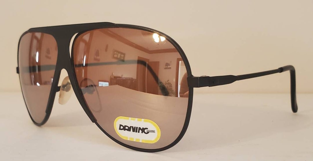 Vintage Aviator Sunglasses // Driving Brown Lens for Blocking Blue ...