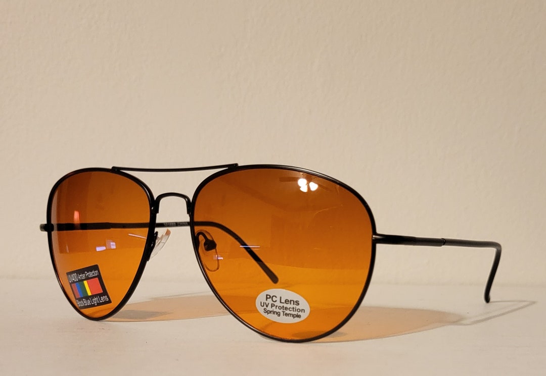 Vintage Double Bridge Aviator Sunglasses // Blue Blocker Lenses ...