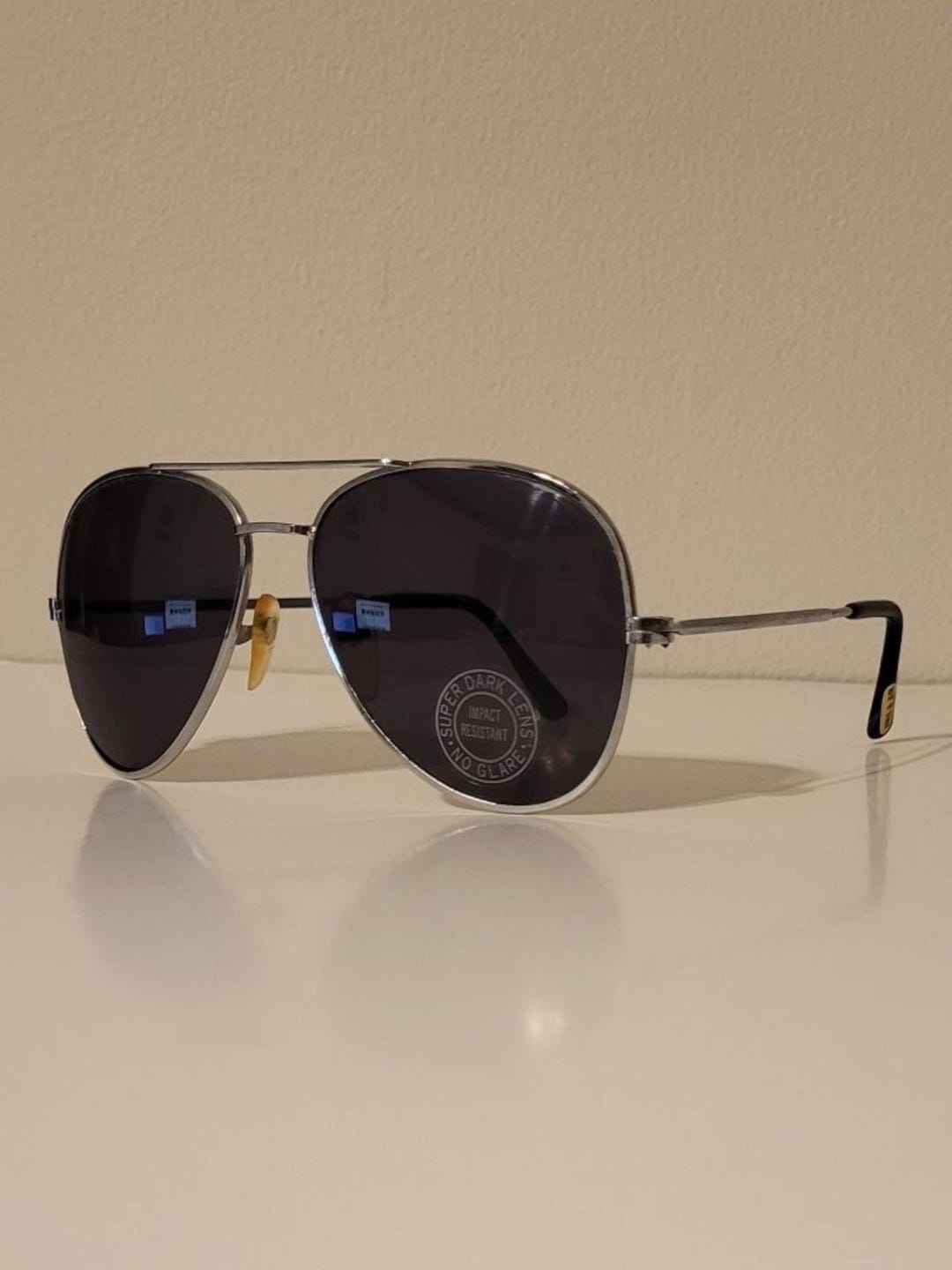 Vintage Double Bridge Aviators Sunglasses // Metal Silver Frames ...