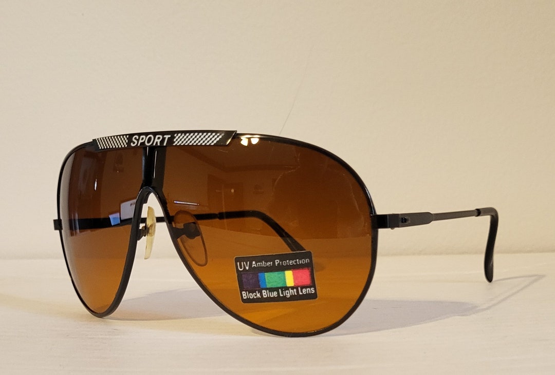 Vintage Aviator Sunglasses // Blue Blocker Lenses // Dead Stock Sports ...