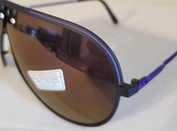 Vintage Aviator Sunglasses // Deep Purple Violet stri… - Gem