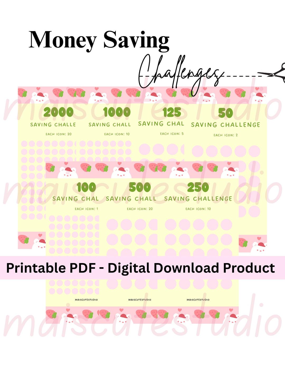 Cute Money Saving Challenge Printable | A6 Size | Digital Download PDF ...
