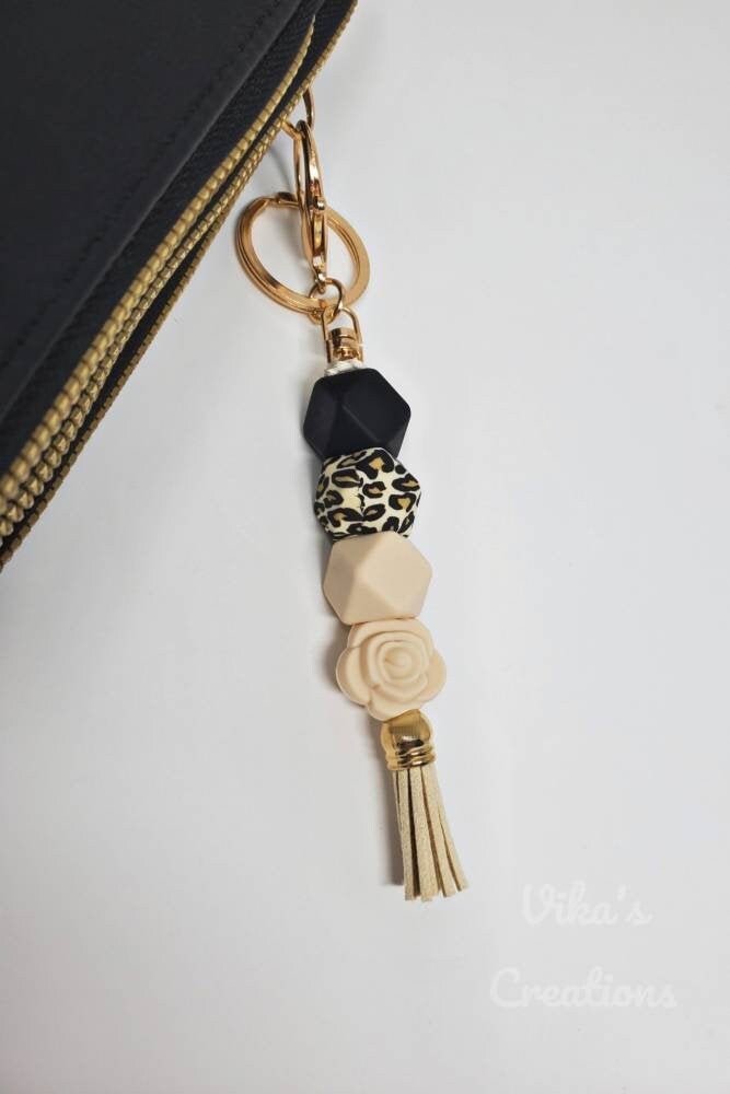 Cheetah Hexagons & Rose Keychain Silicone Bead Keychains | Etsy