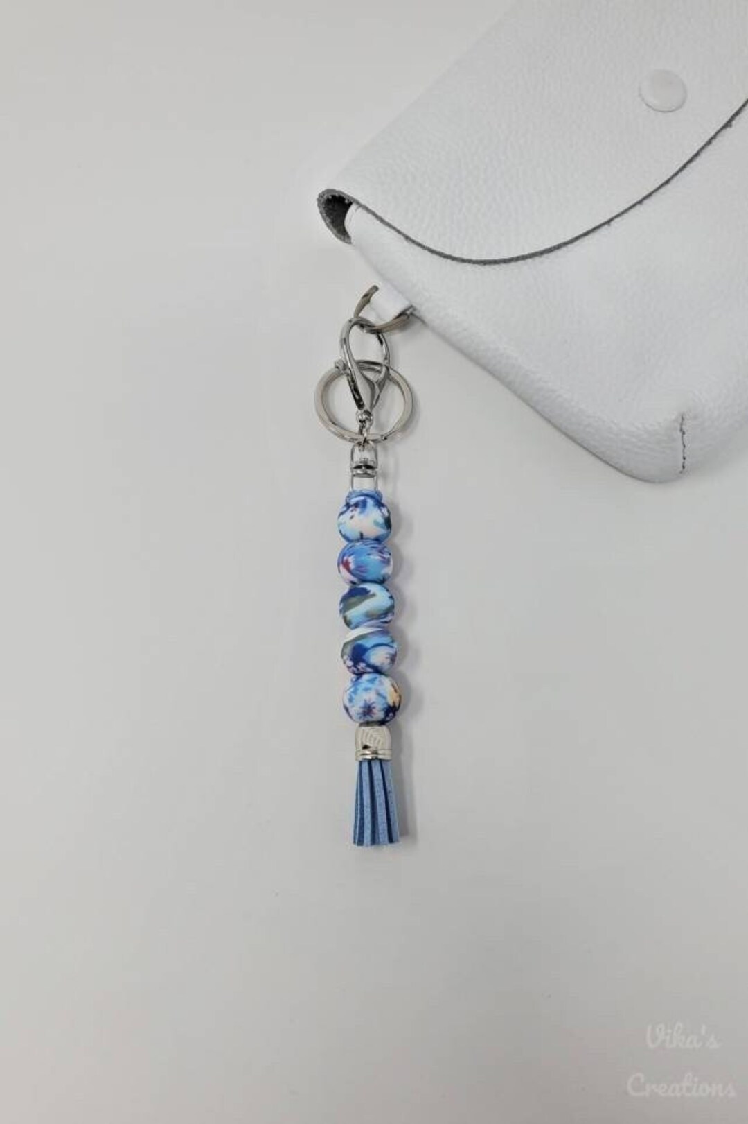 Blue Iris Keychain Silicone Bead Keys Car Accessories Keyring Mom Gift ...