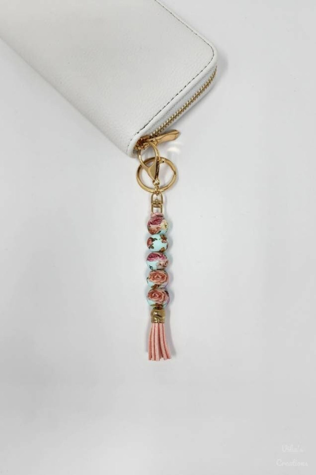 Blue Victorian Keychain Silicone Beads Keys Car Accessories Keyring Mom ...