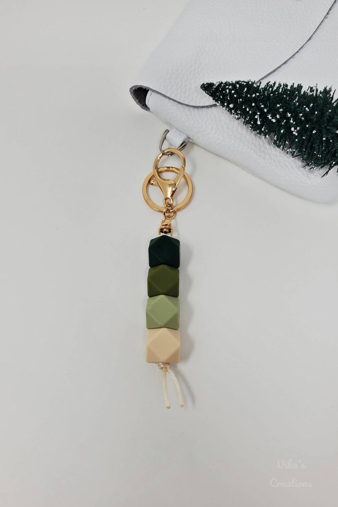 Green Ombre Keychain Silicone Bead Keys Car Accessories Keyring Mama ...
