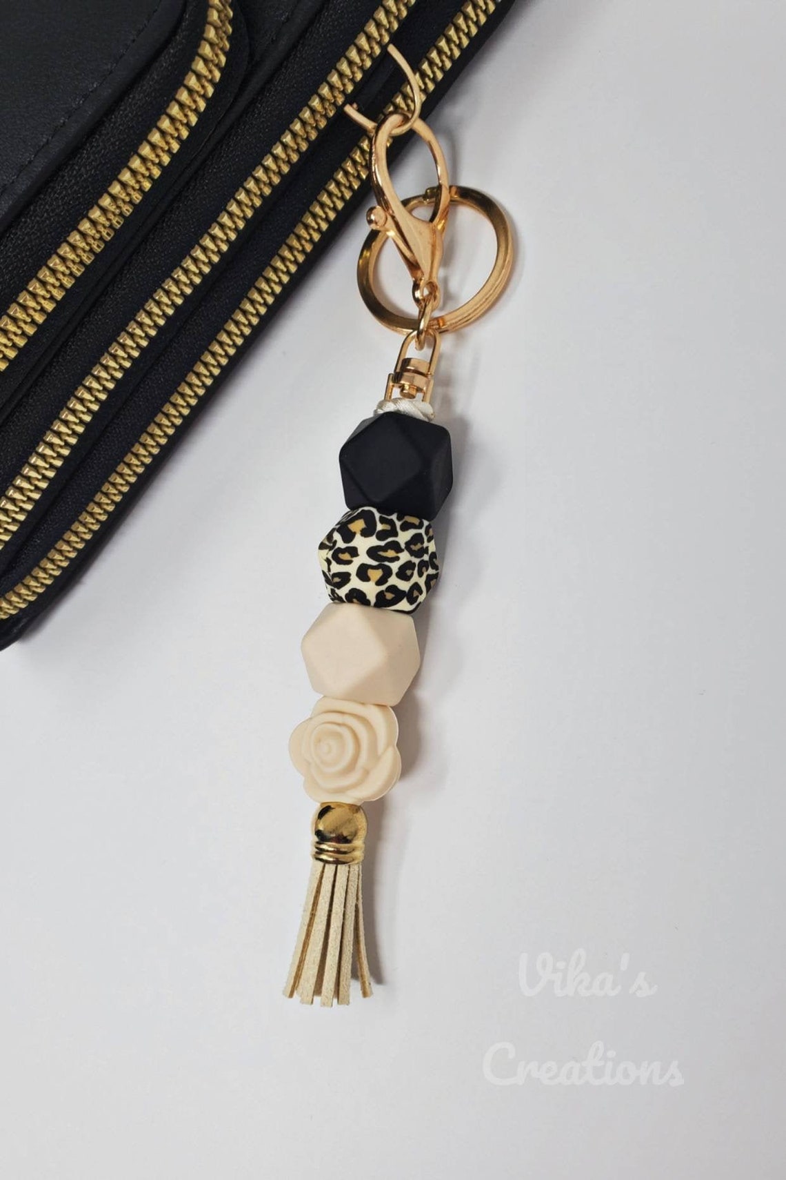 Cheetah Hexagons & Rose Keychain Silicone Bead Keychains | Etsy