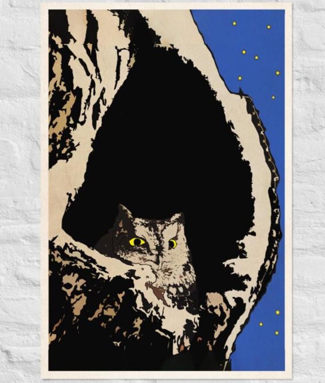 Night Owl Poster Eastern Screech Owl Nesting Giclée Art Print ...