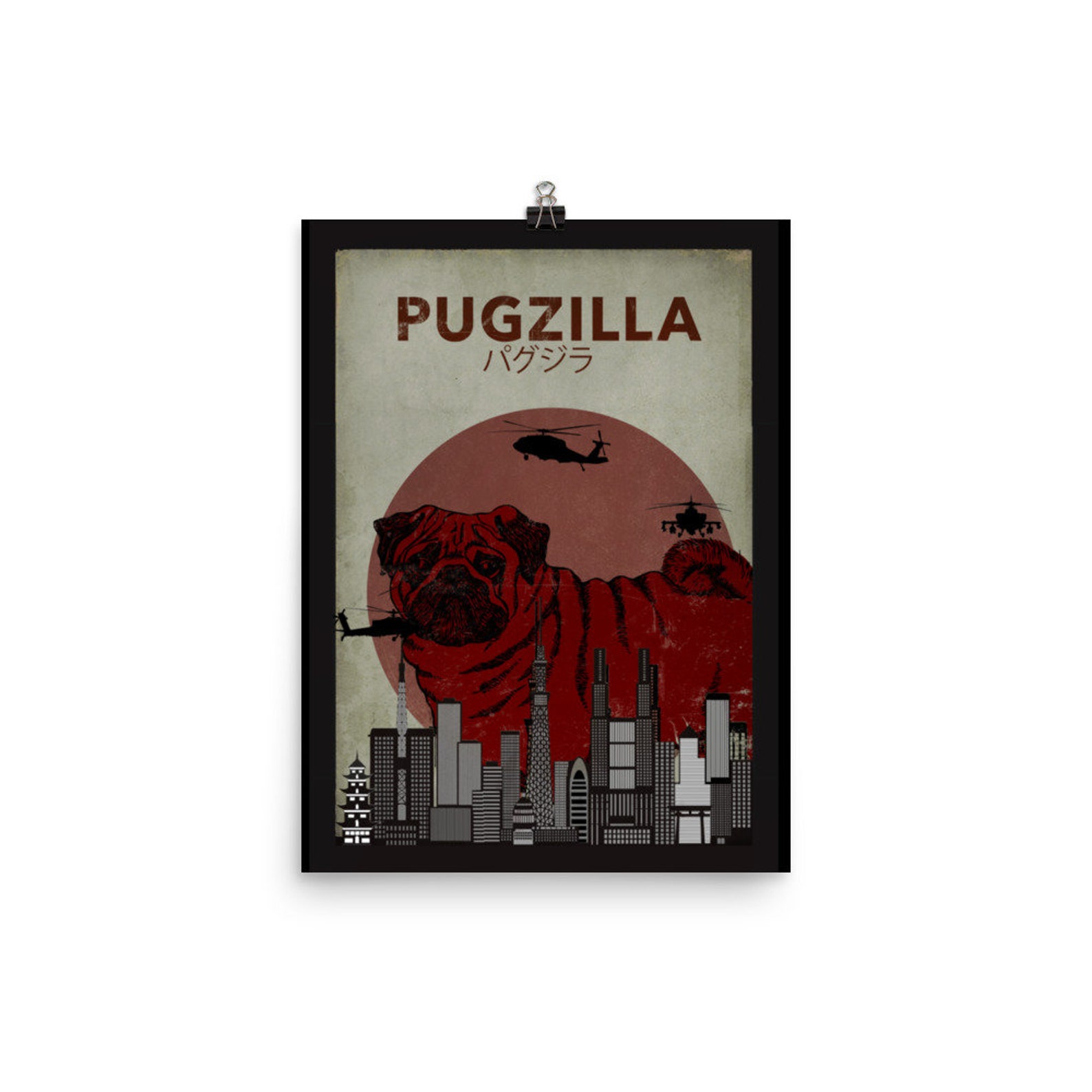 Pug Poster Pugzilla Movie Poster Style Giclée Quality Wall Art - Etsy