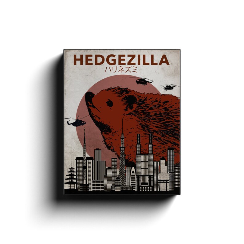 Hedgehog Monster: Hedgezilla Canvas Wrap - Etsy