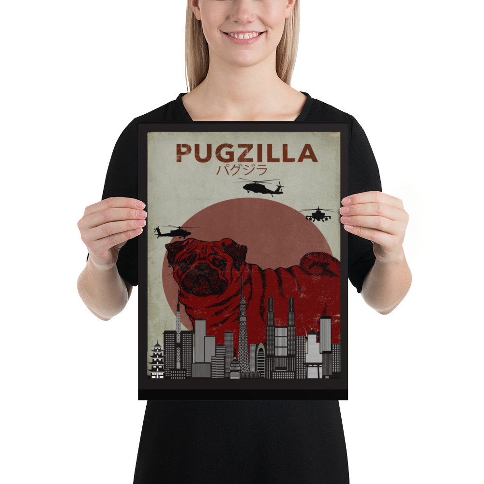 Pug Poster Pugzilla Movie Poster Style Giclée Quality Wall Art - Etsy