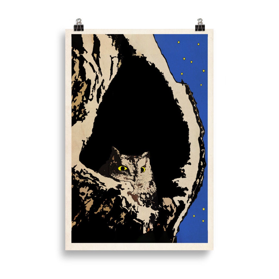 Night Owl Poster Eastern Screech Owl Nesting Giclée Art Print ...