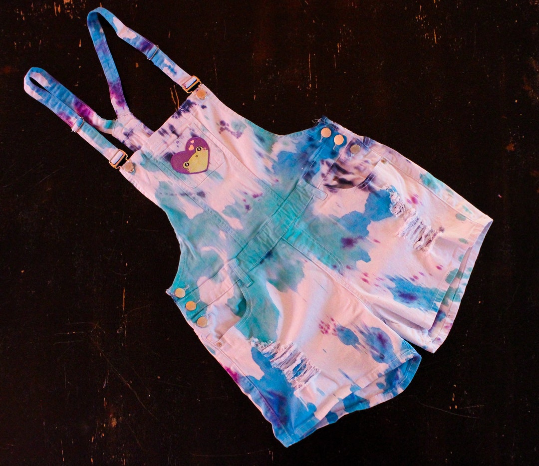 Blue, Turquoise, & Purple Tie Dye Frog Heart Overalls 2XL - Etsy