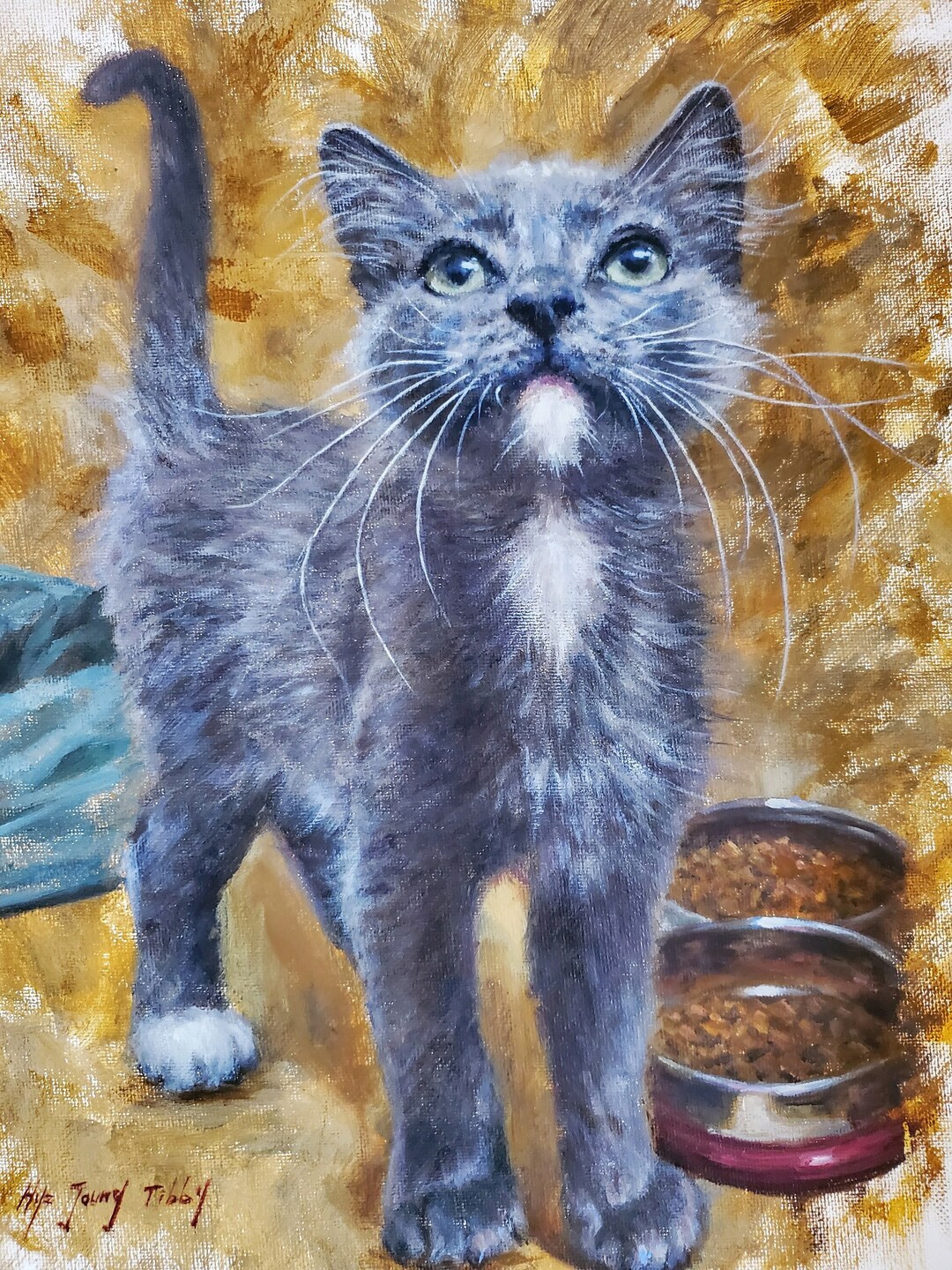 Gray Cat Art Print, Cat Lover Gift, Cat Portrait, Cat Print Wall Art ...