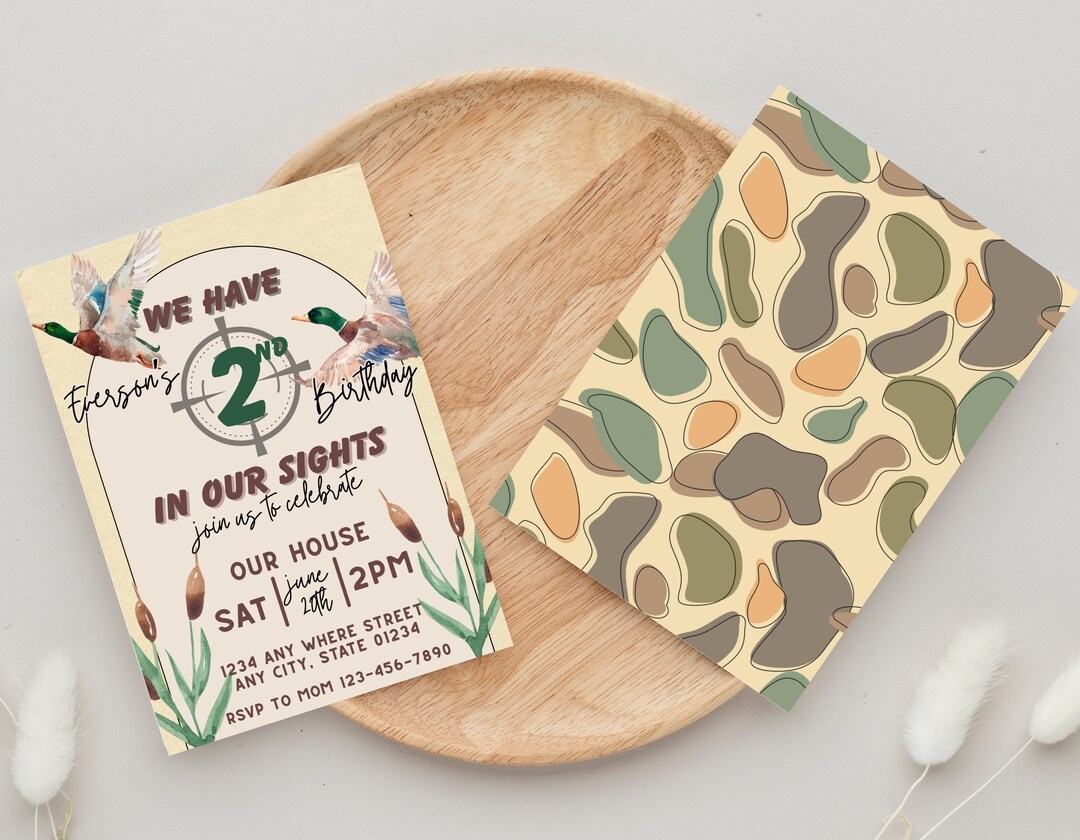Duck Hunting Birthday Invitation | Duck Hunter Party Invite | Camo ...