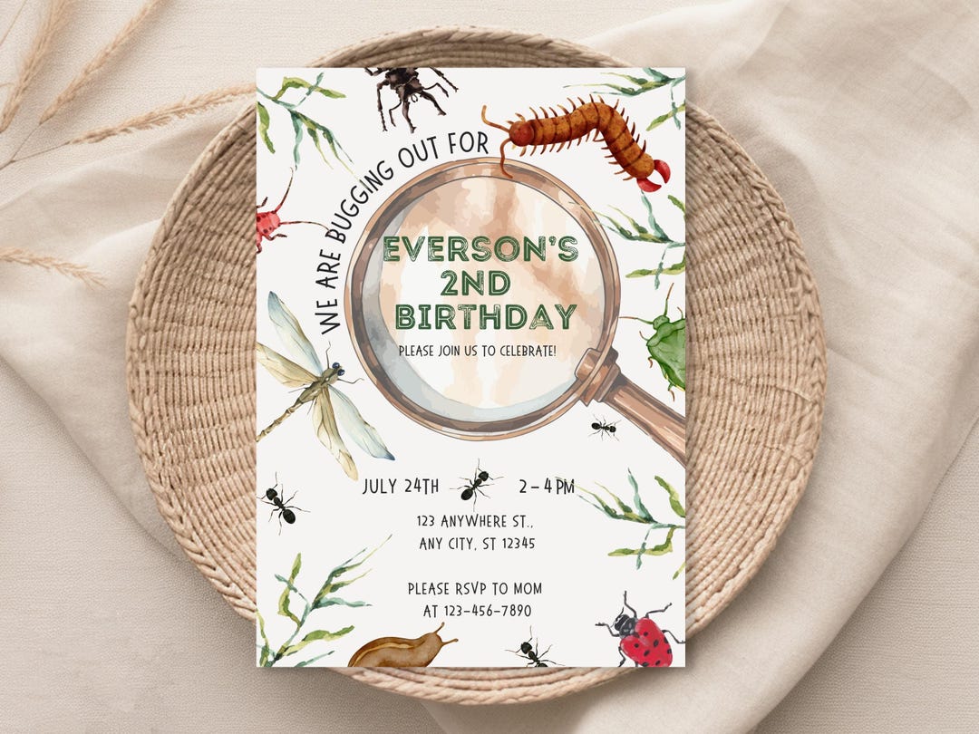 Bug Birthday Party Invitation | Editable Canva Template | Kids Birthday ...