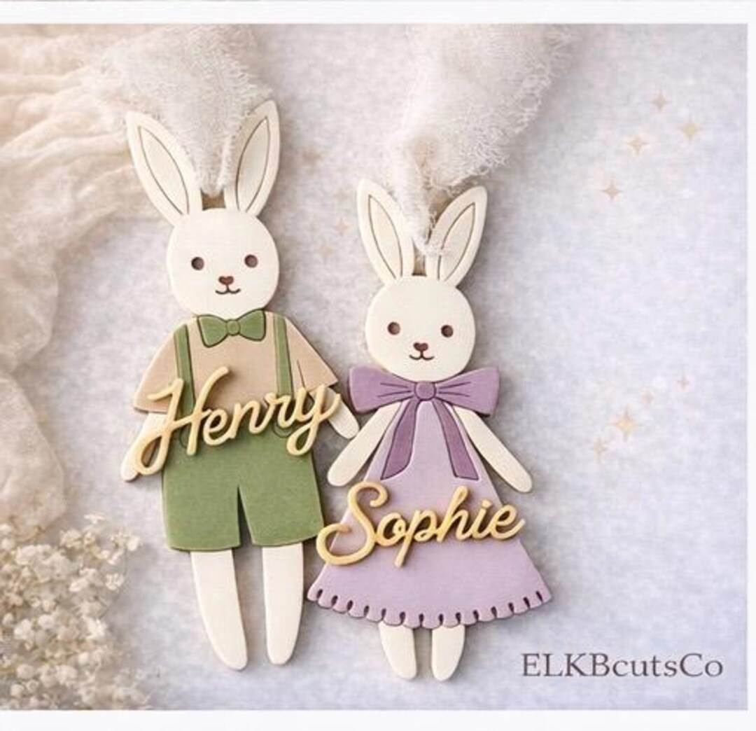 Personalized Bunny Easter Name Tag | Easter Basket Tag | Custom Bunny ...