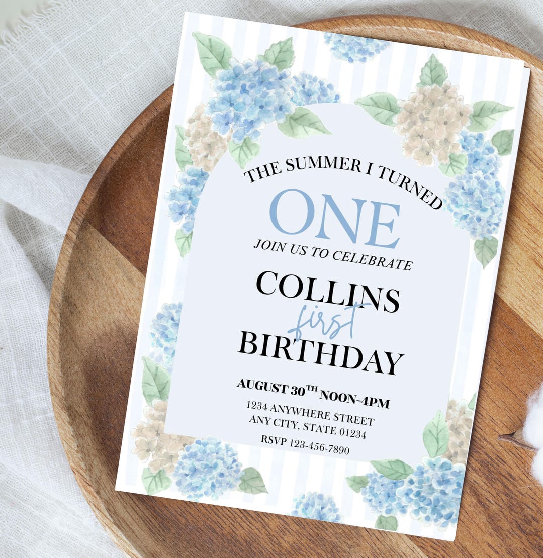 The Summer I Turned One Birthday Invitation | Editable Canva Template ...