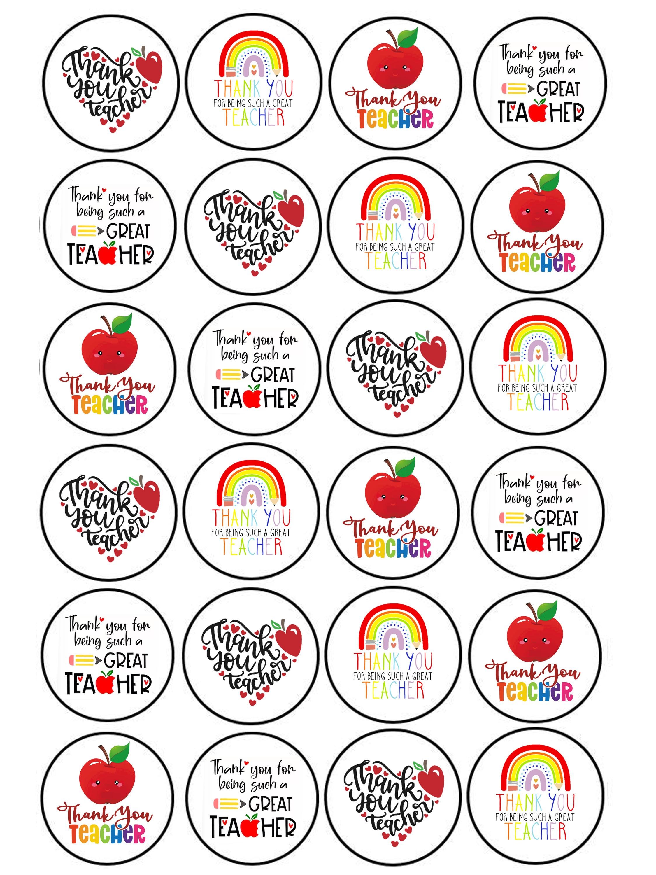 Edible Teacher Thank You Appreciation School Cupcake Cake Toppers Rice ...