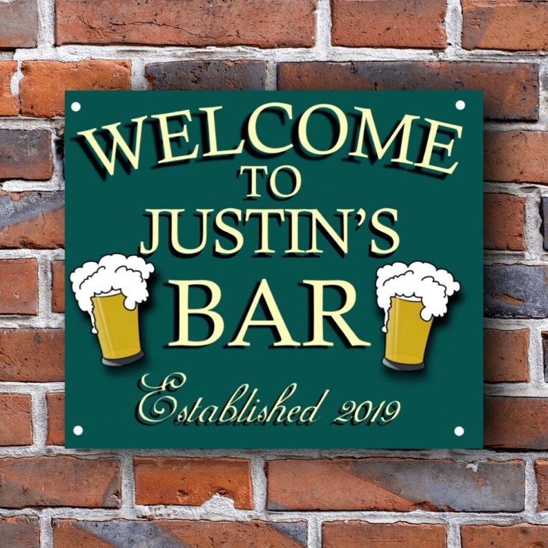 Pub Bar Sign Personalised Plaque Any Name and Date Weather - Etsy UK